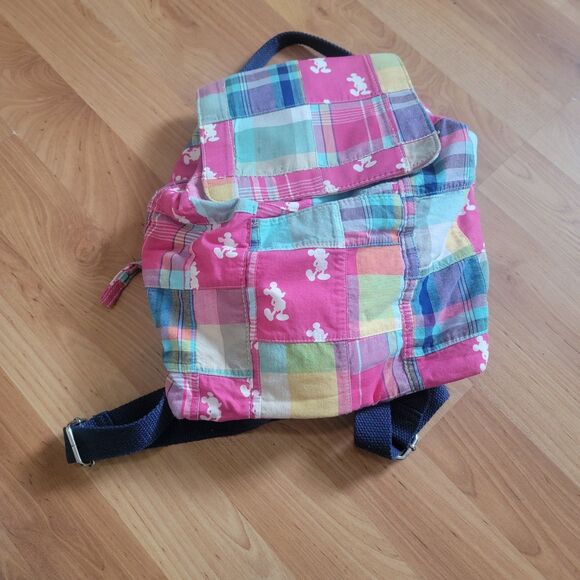 Disney | Bags | Disney Parks Mickey Mouse Pink Plaid Backpack Purse ...